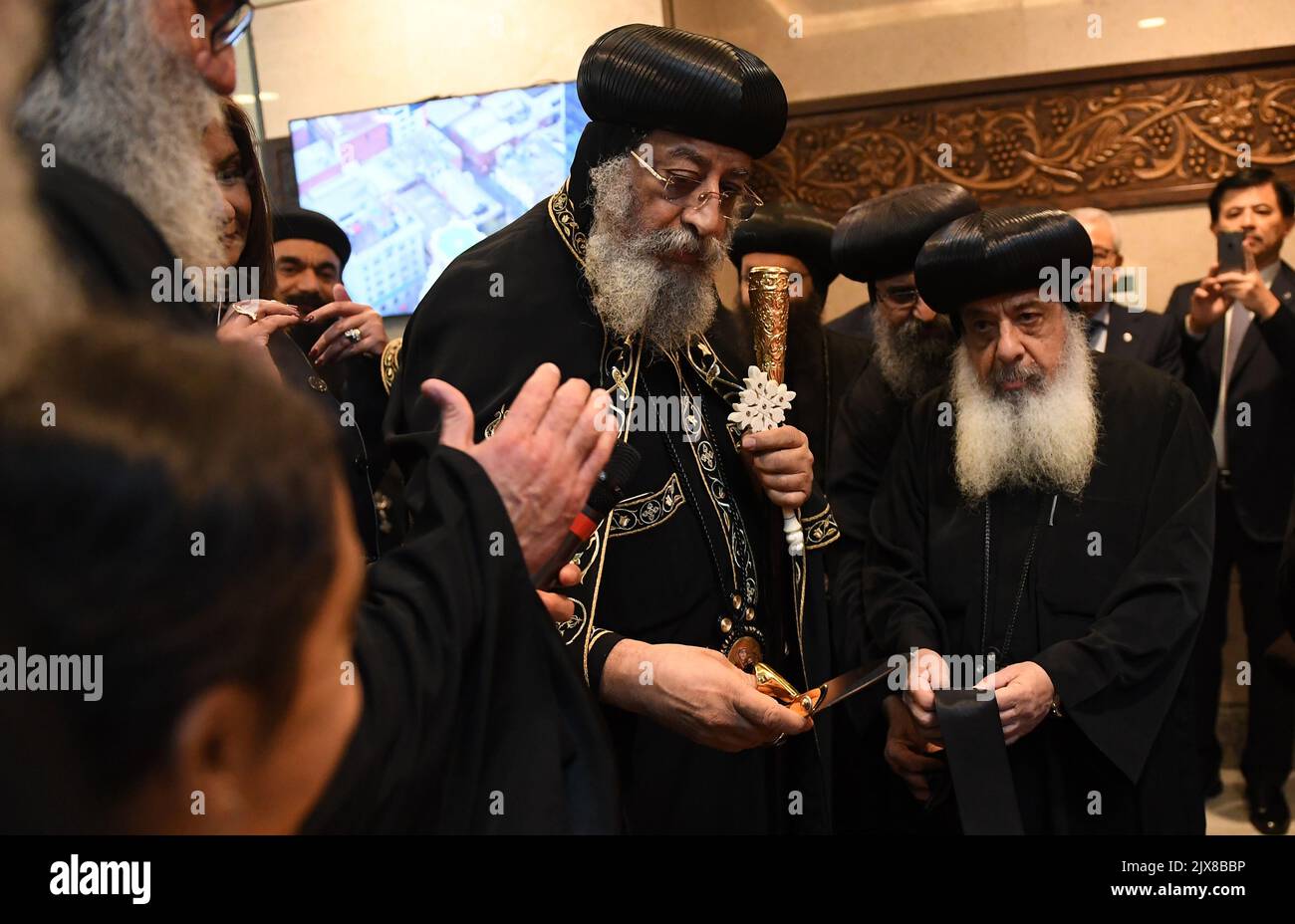 Pope Tawadros II, the Patriarch of the Coptic Orthodox Church (centre ...