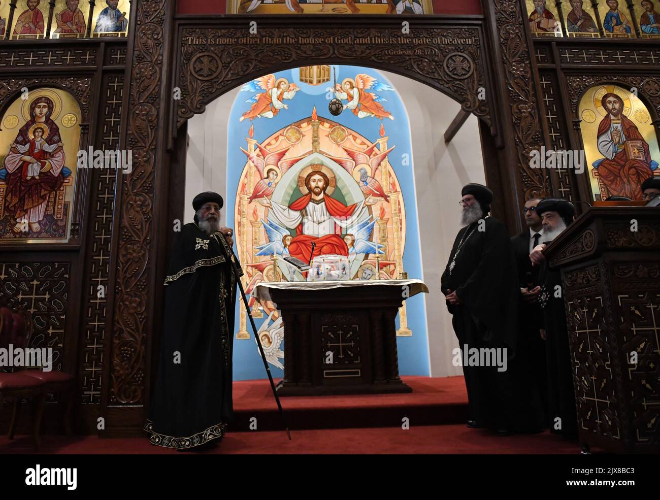 Pope Tawadros II, the Patriarch of the Coptic Orthodox Church (left) is ...