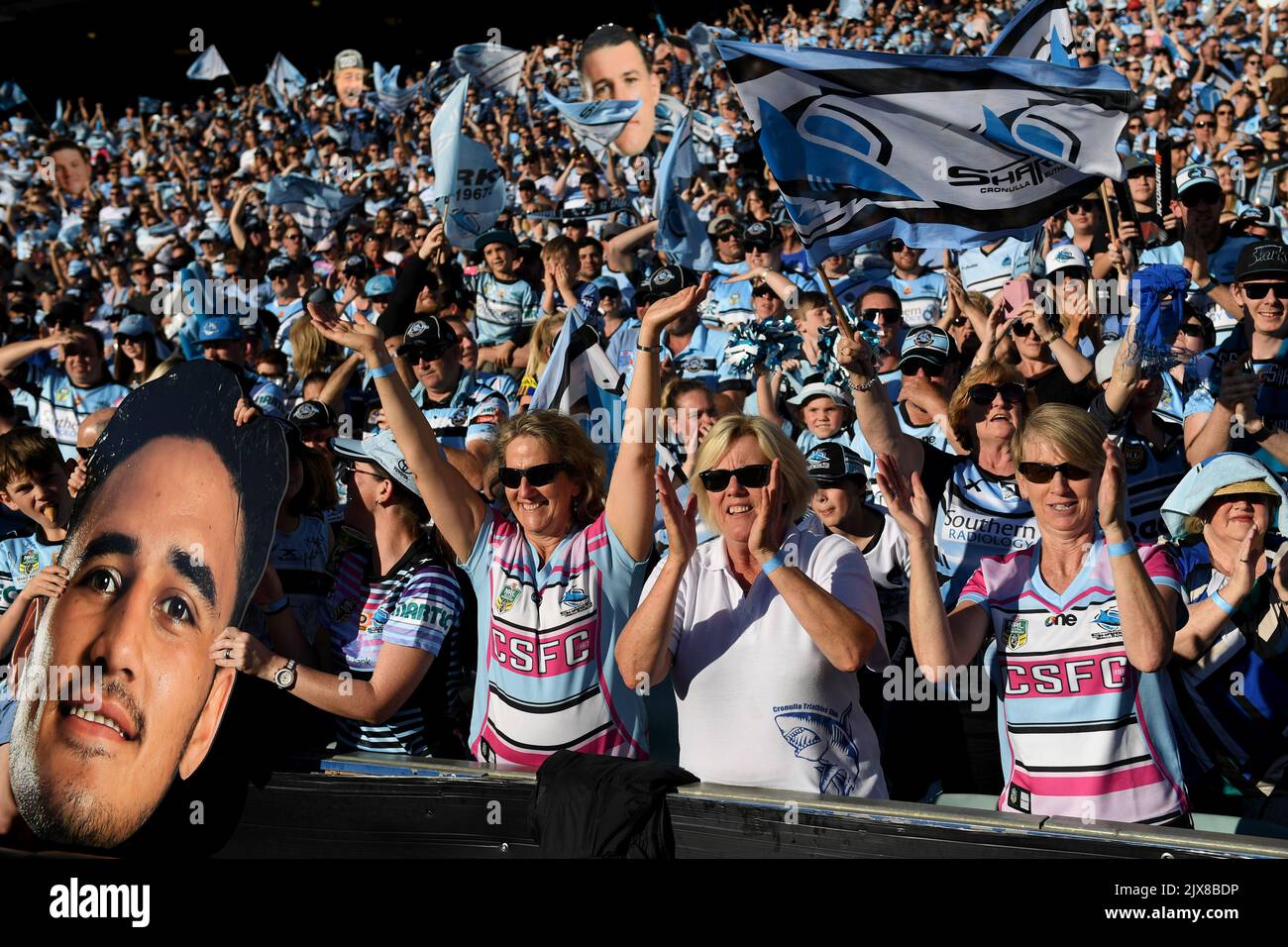 Sharks' fans cheer for their team before the NRL elimination final ...