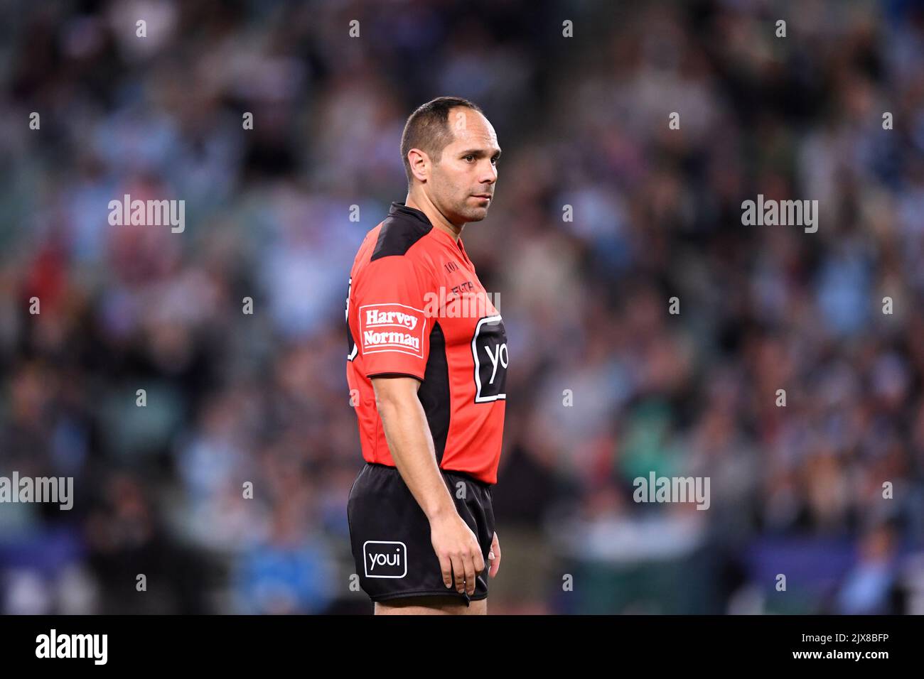 Referee Ashley Klein looks on during the NRL elimination final between ...