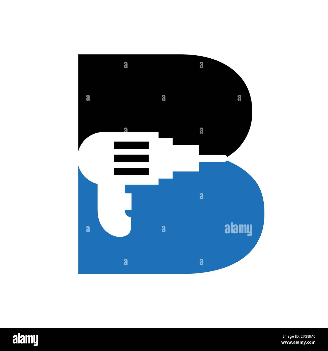 Letter B Manufacturing Construction Logo Design Concept With Drill ...