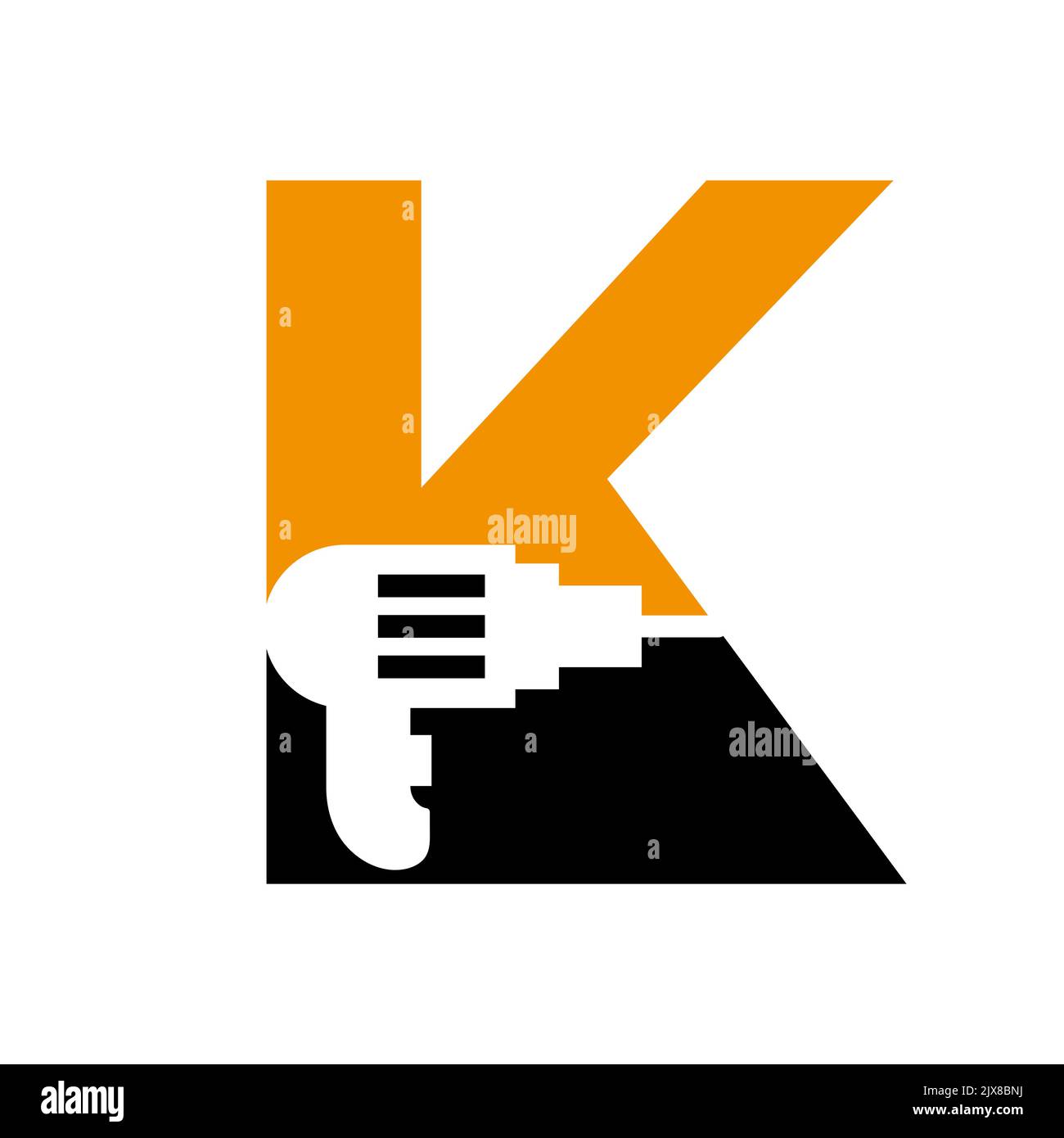 Letter K Manufacturing Construction Logo Design Concept With Drill ...