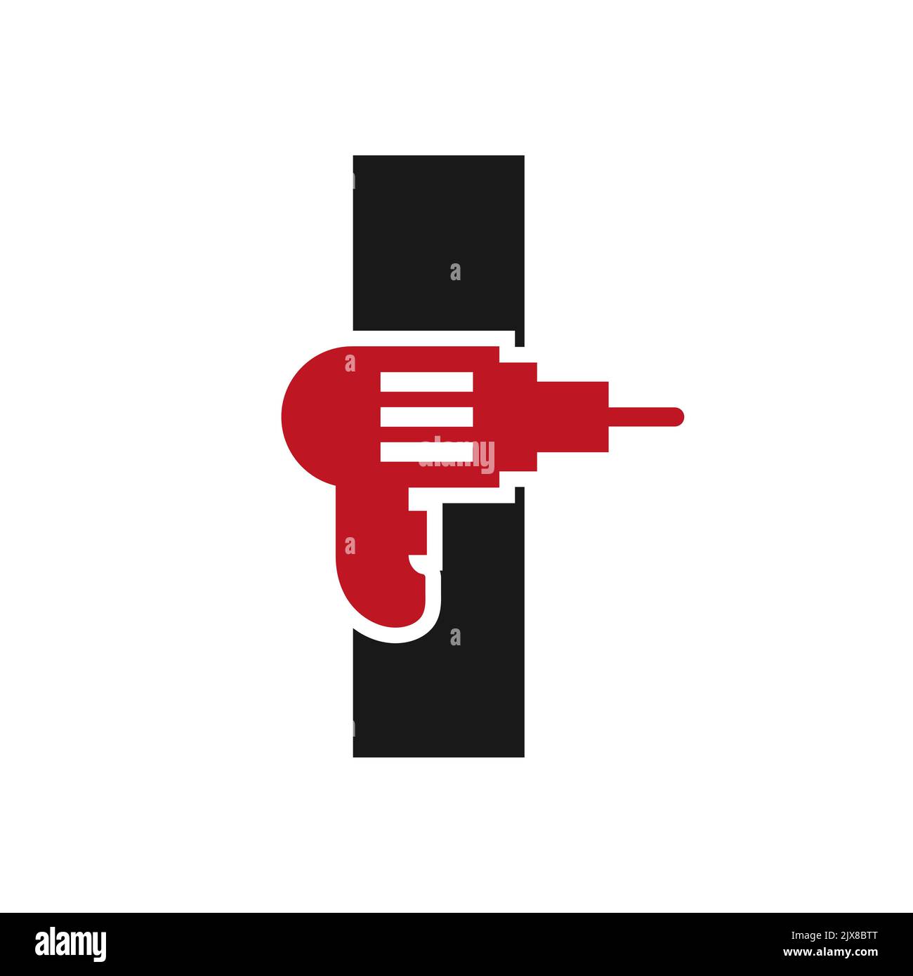 Letter I Manufacturing Construction Logo Design Concept With Drill ...