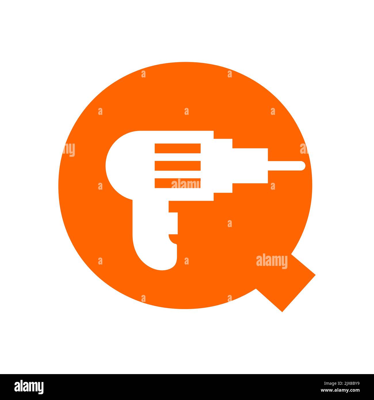 Letter Q Manufacturing Construction Logo Design Concept With Drill ...