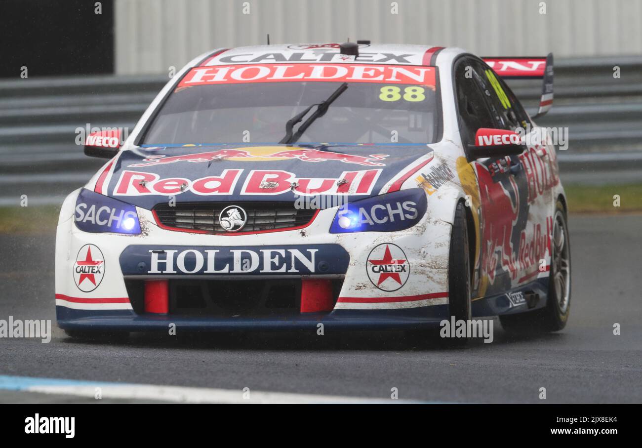 Driver Jamie Whincup in the Red Bull Holden Commodore VF during ...