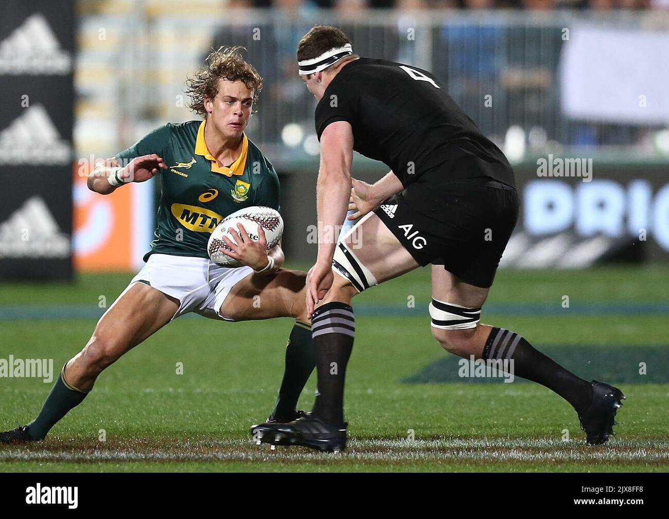 Andre Coetzee of South Africa is challenged by Brodie Retallick of New ...