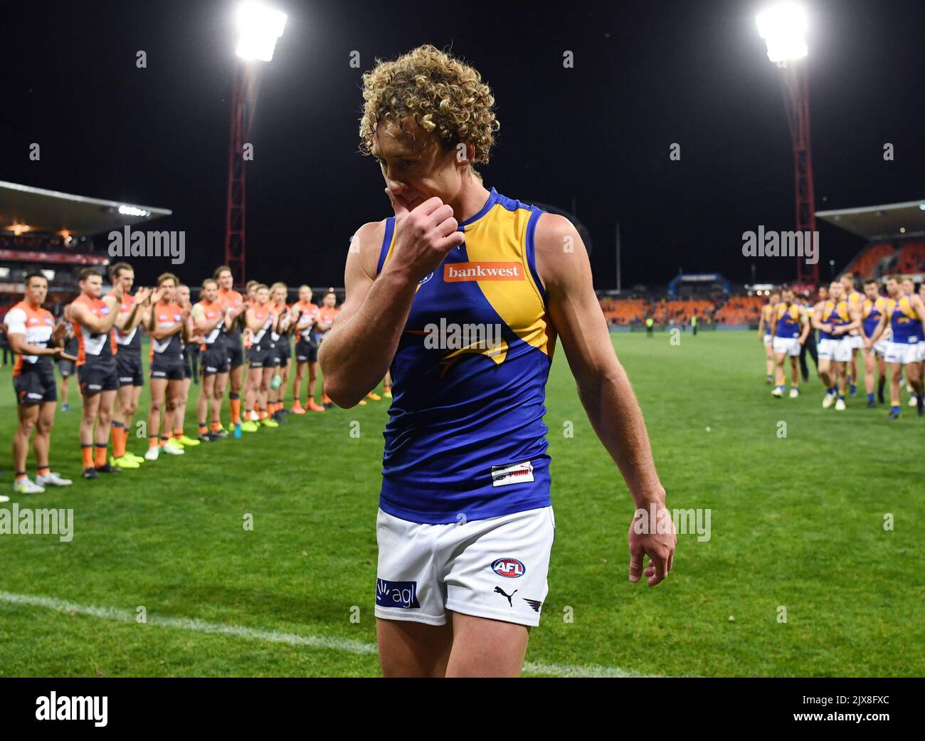 Matt Priddis of the Eagles walks off the pitch after the AFL semi final ...
