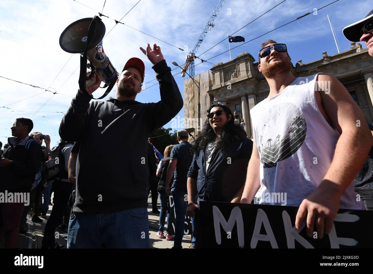 Far-right activist Neil Erikson (Left) is seen attending the "Make ...