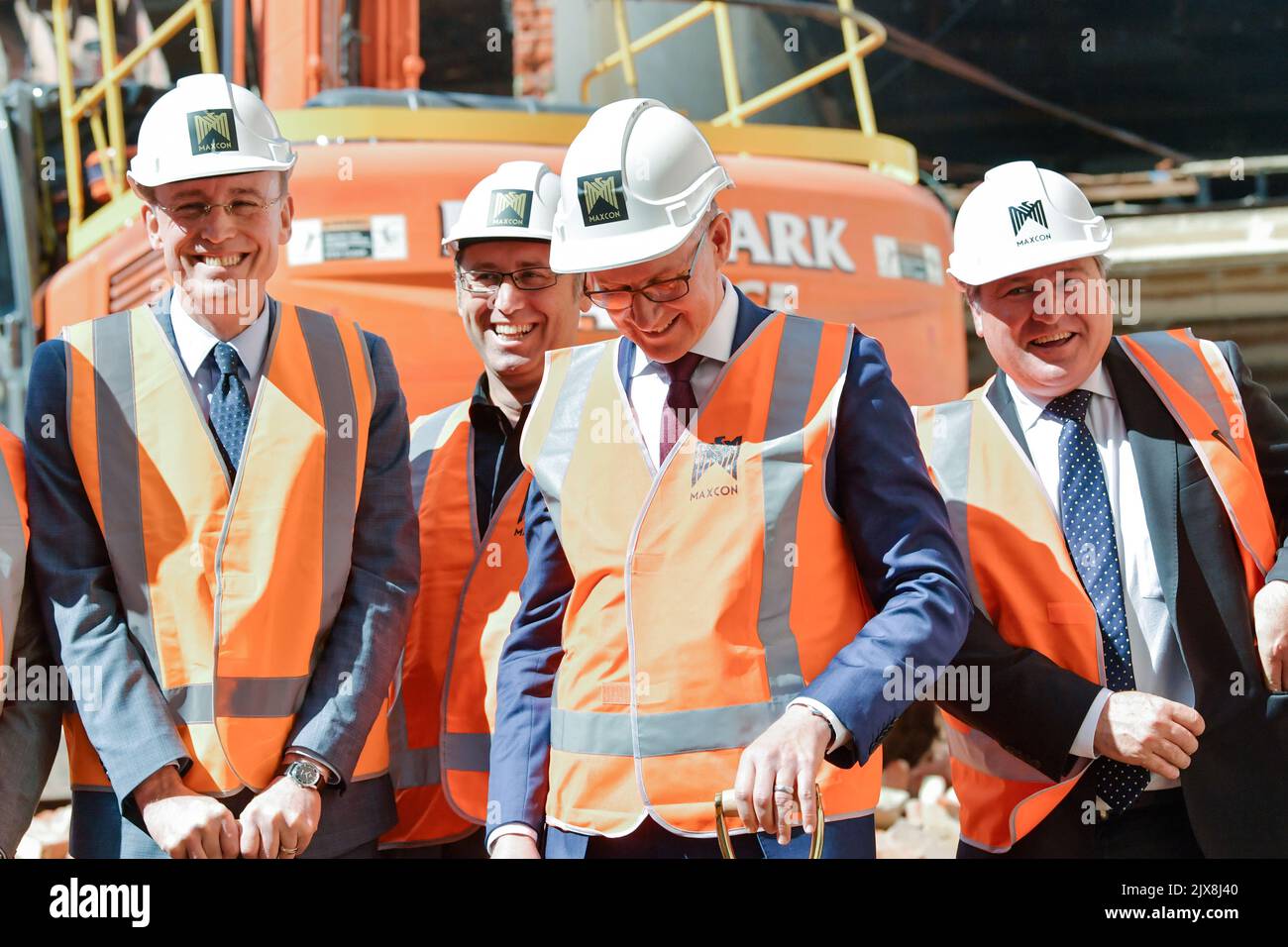 Lord Mayor of Adelaide Martin Haese (L) and South Australian Premier ...