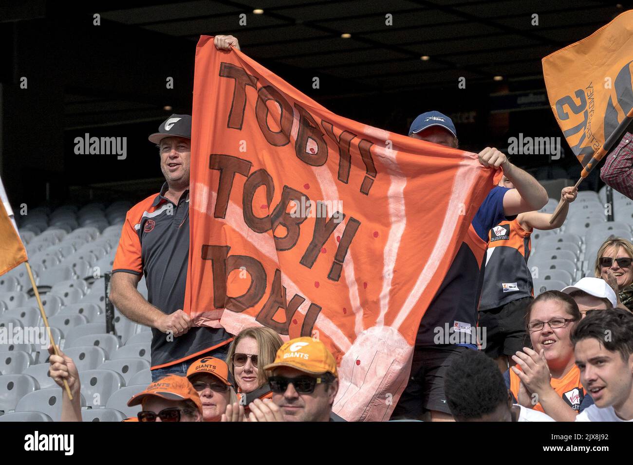 Greater Western Sydney (GWS) Giants fans are seen during a team ...