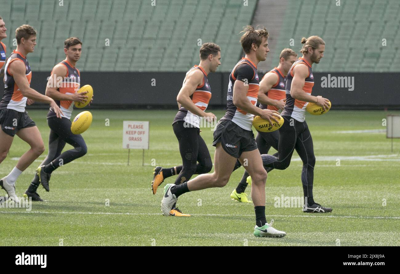 Greater Western Sydney (GWS) Giants players in action during training ...
