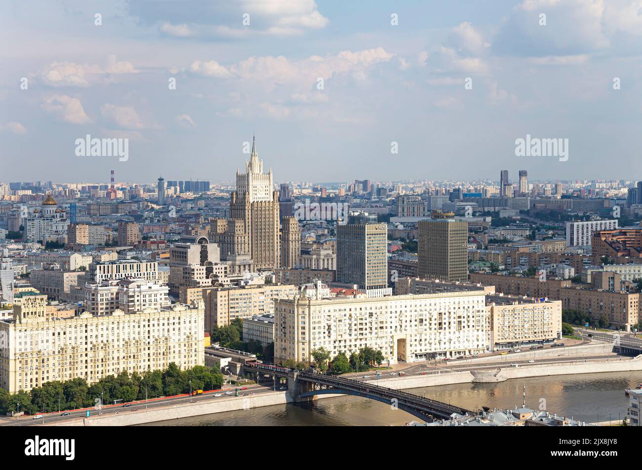 Aerial view of center of Moscow from observation deck located on the ...