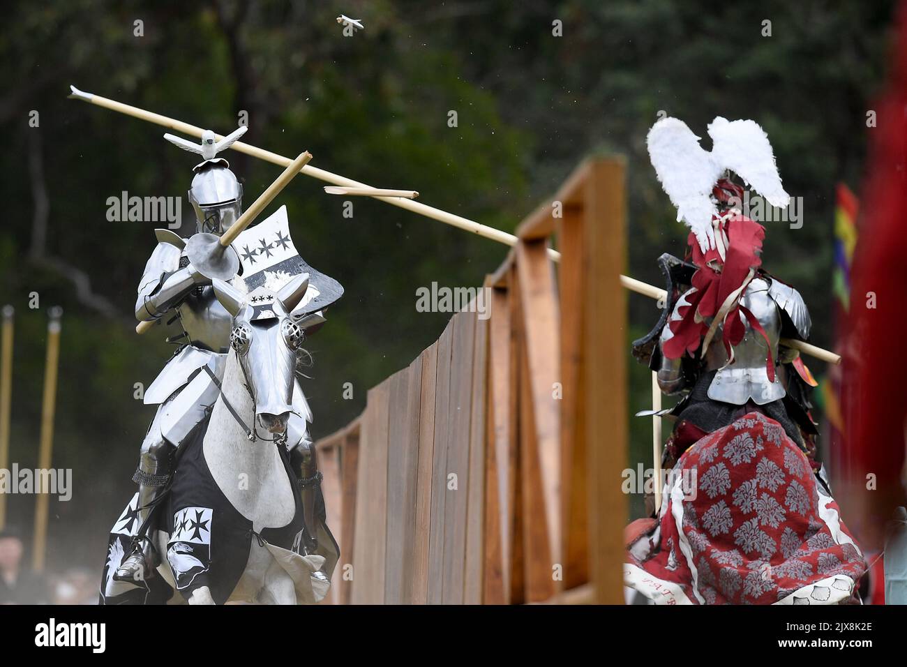 Cliff Marisma of Australia (left) and Michael Sadde of France compete ...