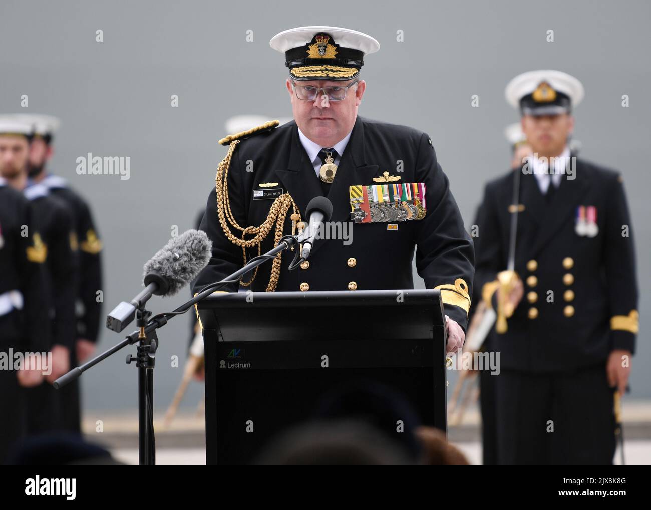 Commander Australian Fleet, Rear Admiral Stuart Mayer speaks during the ...