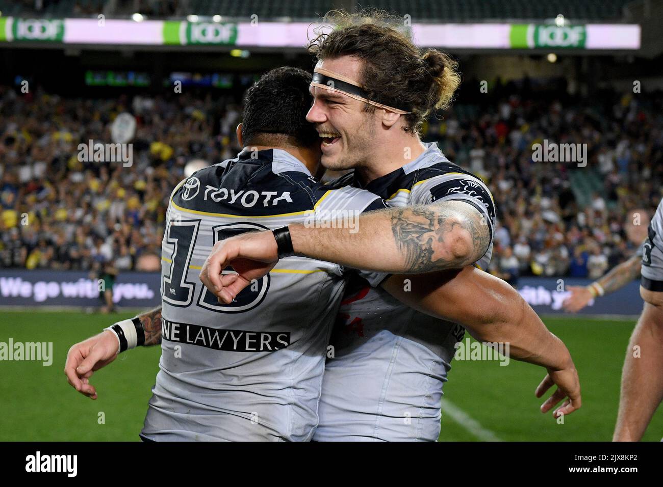 Jason Taumalolo, (left), and Ethan Lowe of the Cowboys celebrate ...