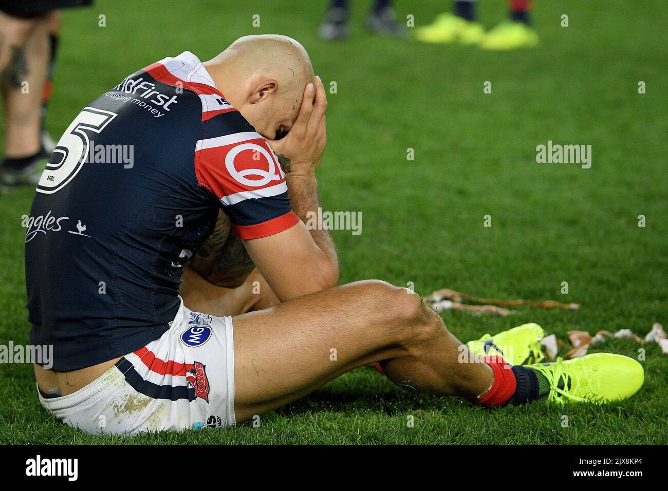 Blake Ferguson reacts following his team's loss to the Cowboys in the ...