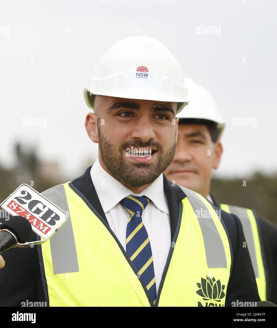 Eels captain Tim Mannah talk to the media at the construction site for ...