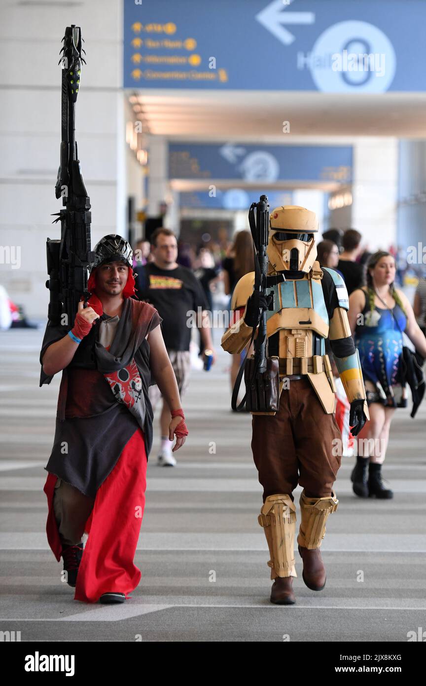 Cosplayers attend the Oz Comic-Con convention in Brisbane, Sunday ...