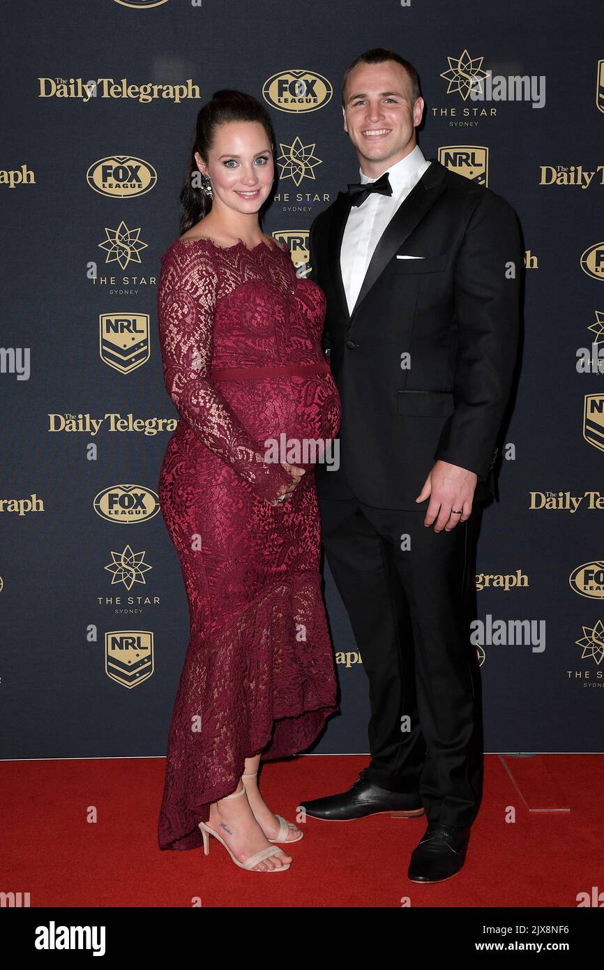 Newcastle Knights player Jamie Buhrer and wife Grace arrive at the ...