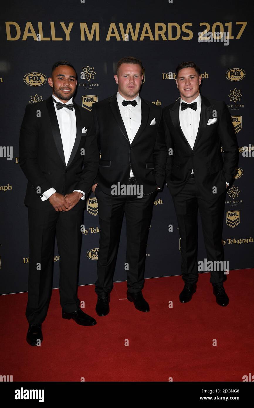 Parramatta Eels players Bevan French, Nathan Brown and Mitchell Moses ...