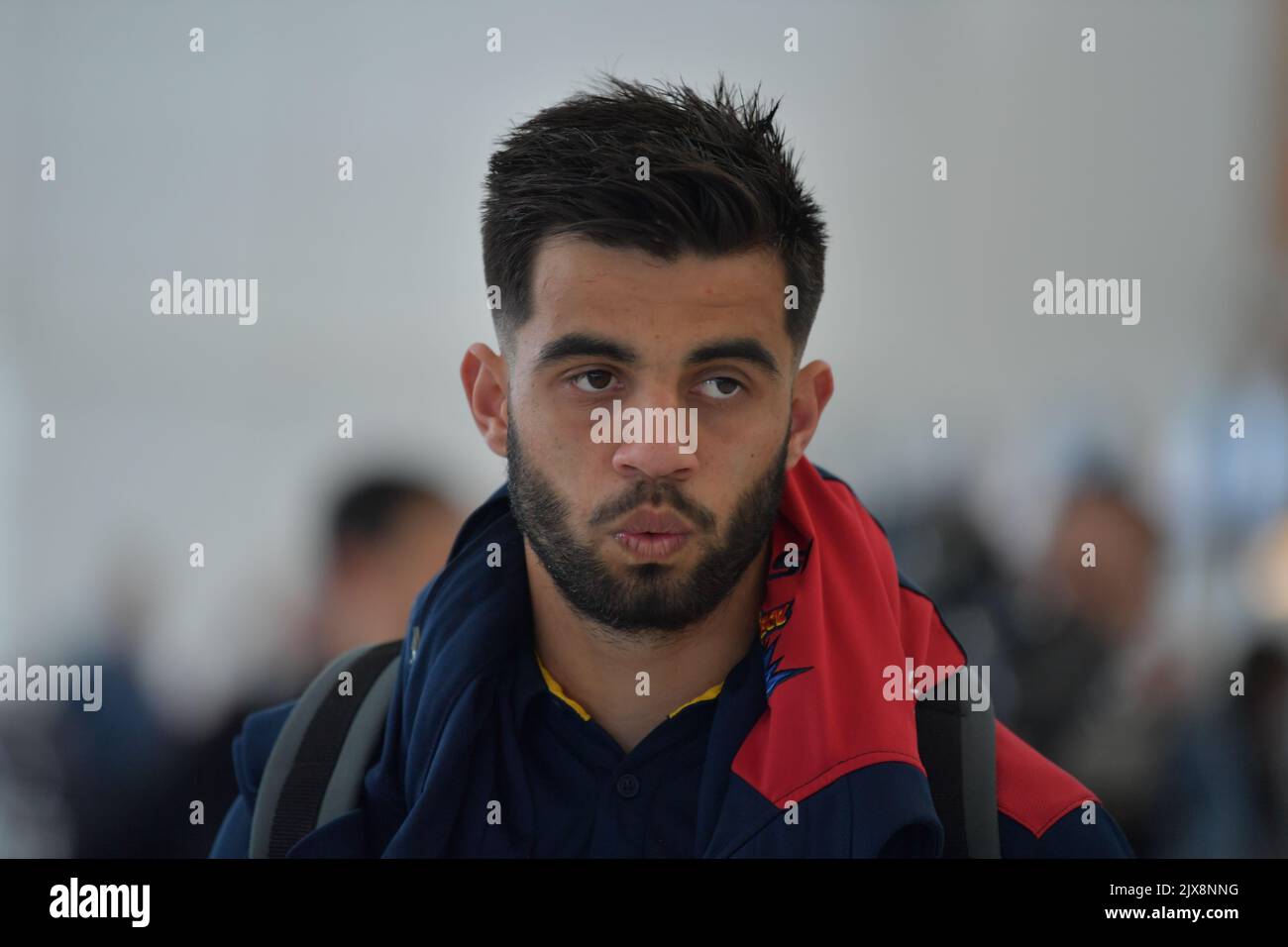 Wayne Milera of the Adelaide Crows is seen at the Adelaide Airport ...