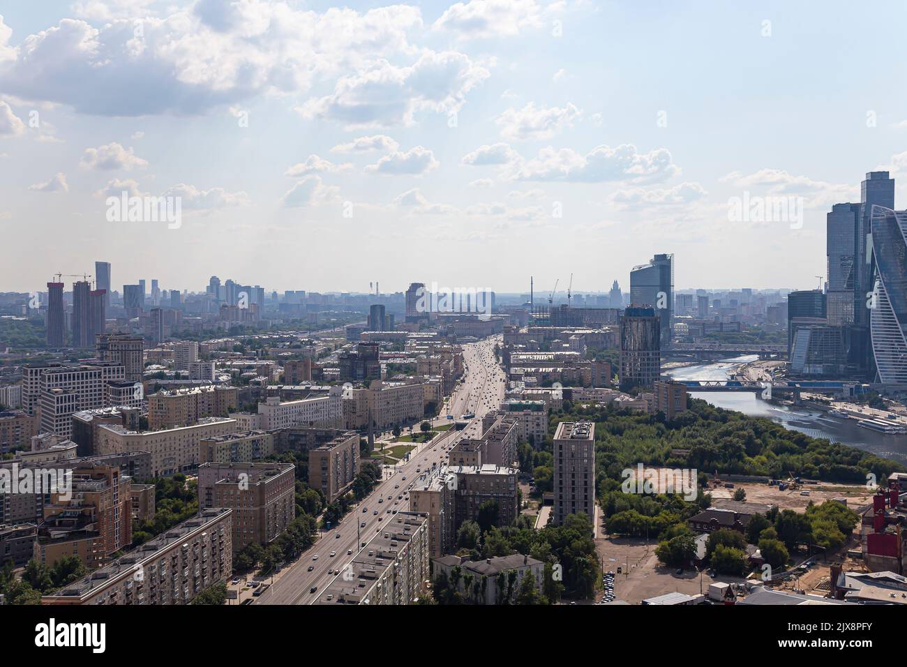 Aerial view of center of Moscow from observation deck located on the ...