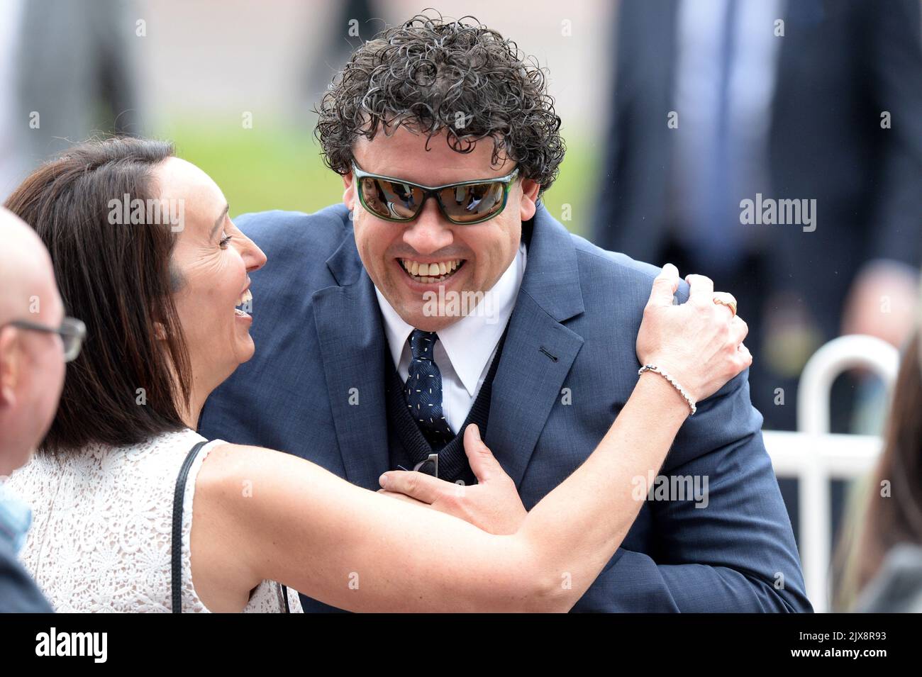 Trainers son Shannon Perry celebrates after Jockey Damian Lane on ...