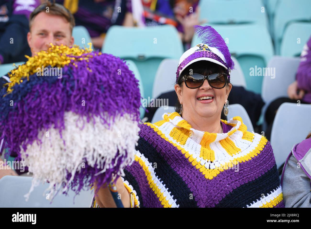Melbourne Storm fans in the crowd during the NRL grand final between ...