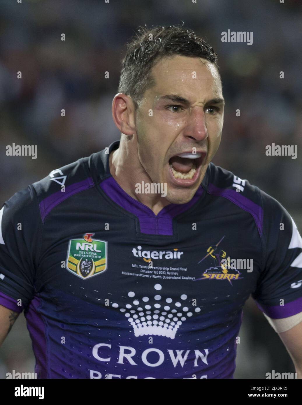 Billy Slater of the Storm scores during the NRL grand final between the ...
