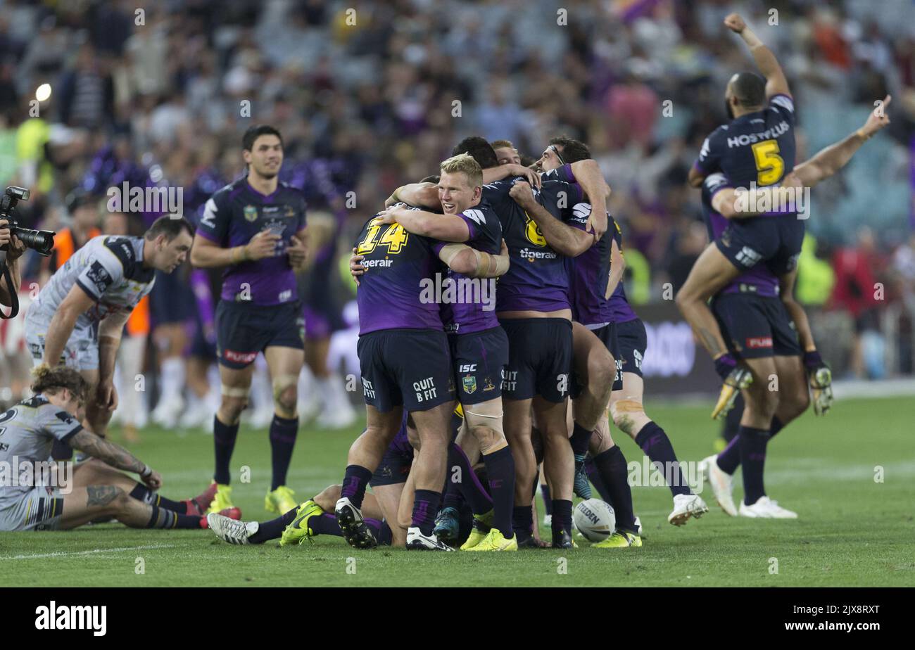 Melbourne Storm celebrate at full tinge of the NRL grand final between ...