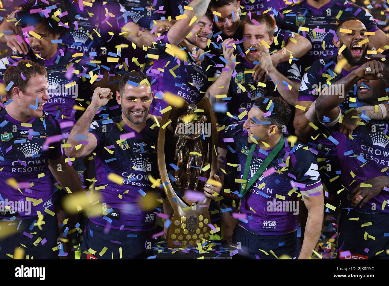 Cameron Smith of the Storm with the Provan Summons Trophy as Melbourne ...