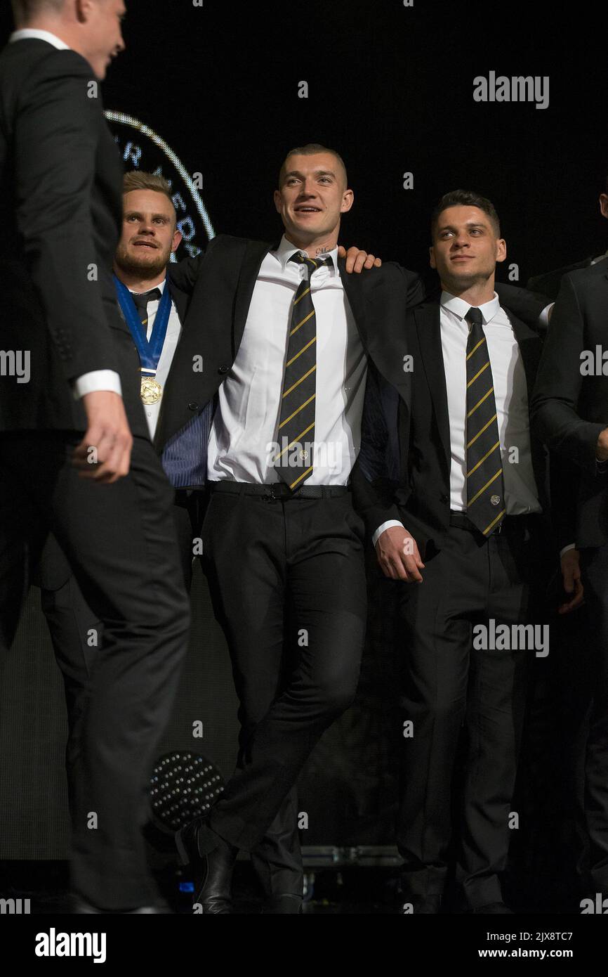 Richmond players (left to right) Brandon Ellis, Dustin Martin and Dion ...