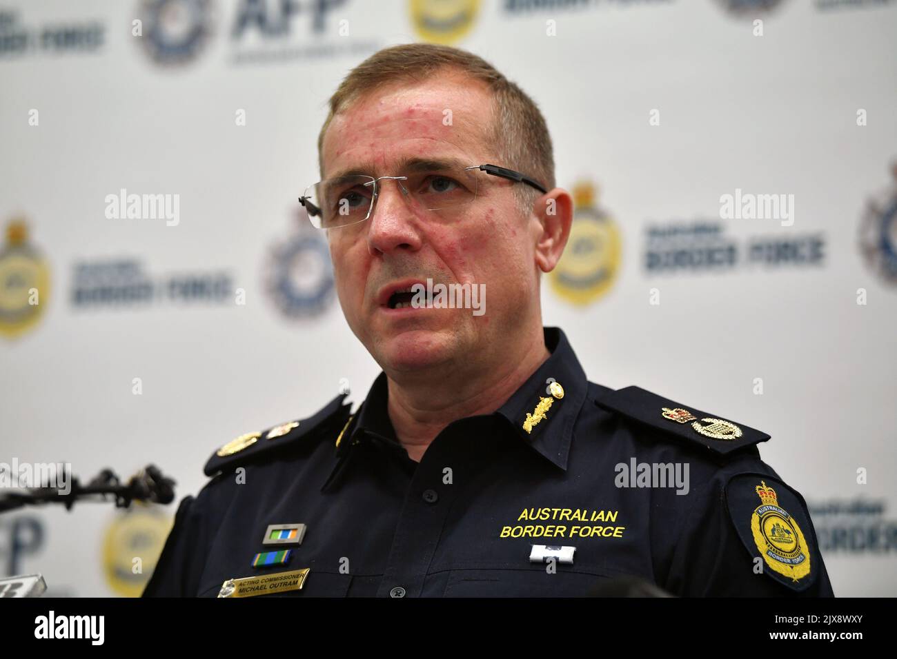 Australian Border Force (ABF) Acting Commissioner Michael Outram speaks ...