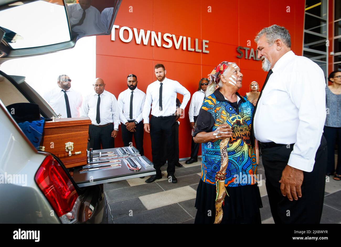 Renata Prior (cousin of Evelyn) and Sam Backo (son of Evelyn) farewell ...
