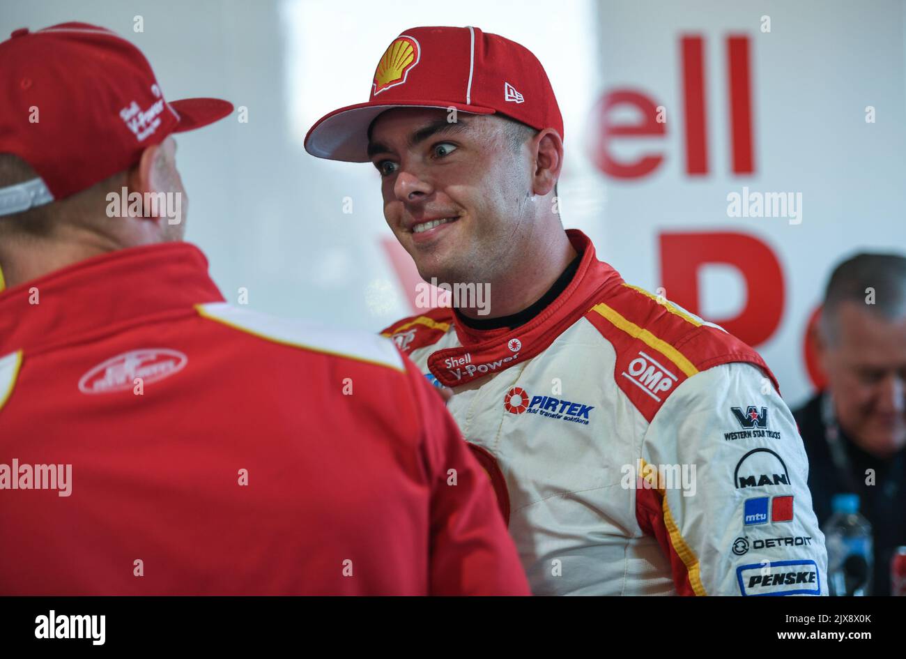 Racing Car driver Scott McLaughlin (Shell V-Power Racing Team) after a ...