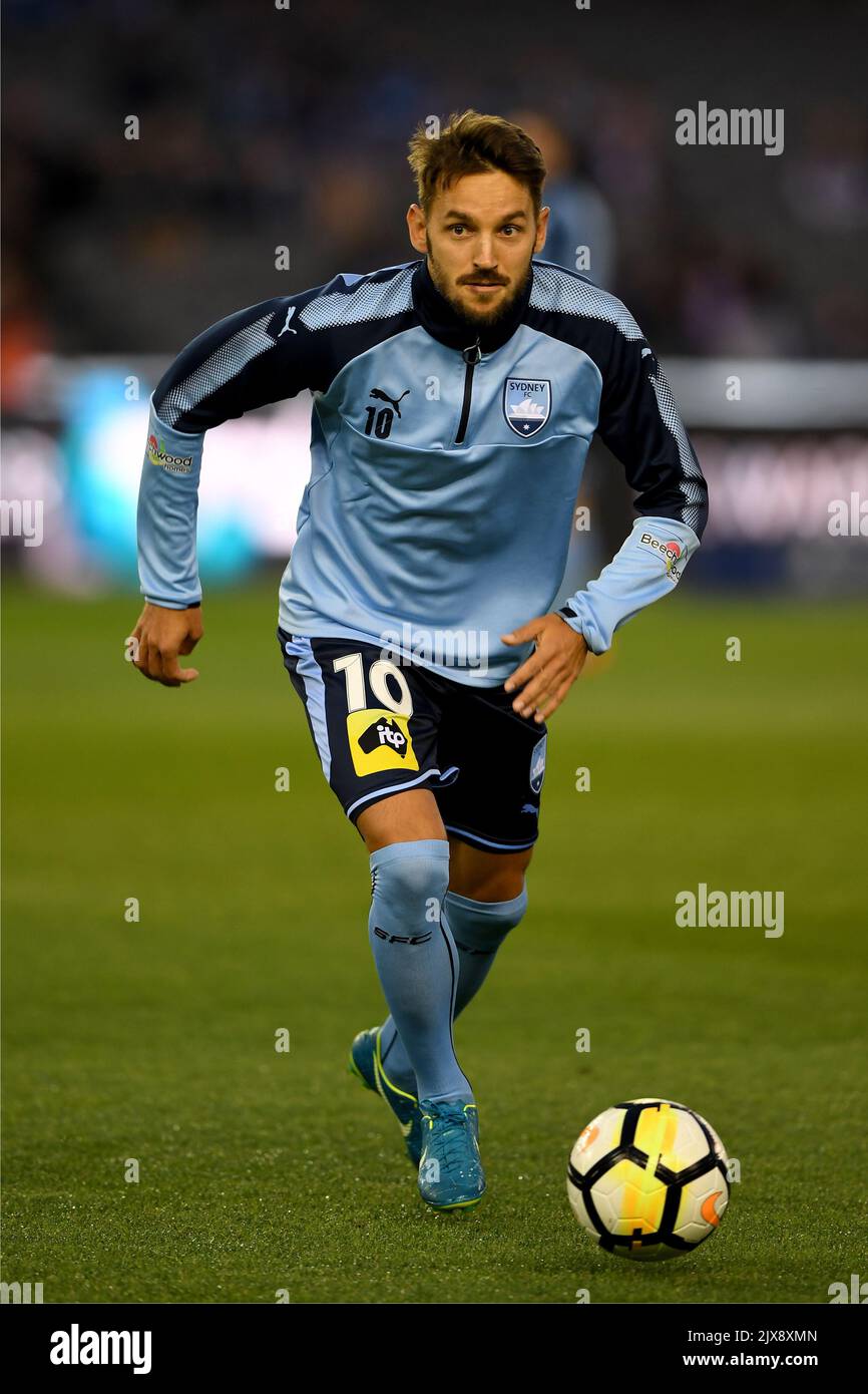 Milos Ninkovic of Sydney is seen during the pre-match warm-up, during ...