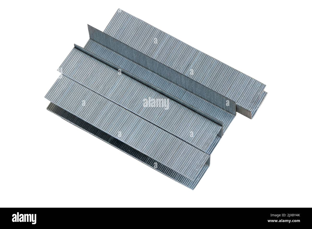 Metal staples for staple machine isolated on white background close up ...