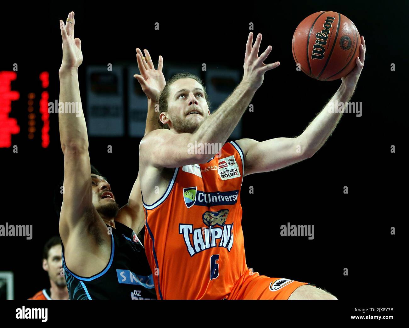 Damon Heuir of the Taipans in the ANBL basketball match between the New ...