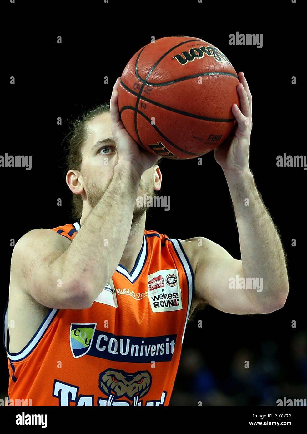Damon Heuir of the Taipans takes a free throw in the ANBL basketball ...