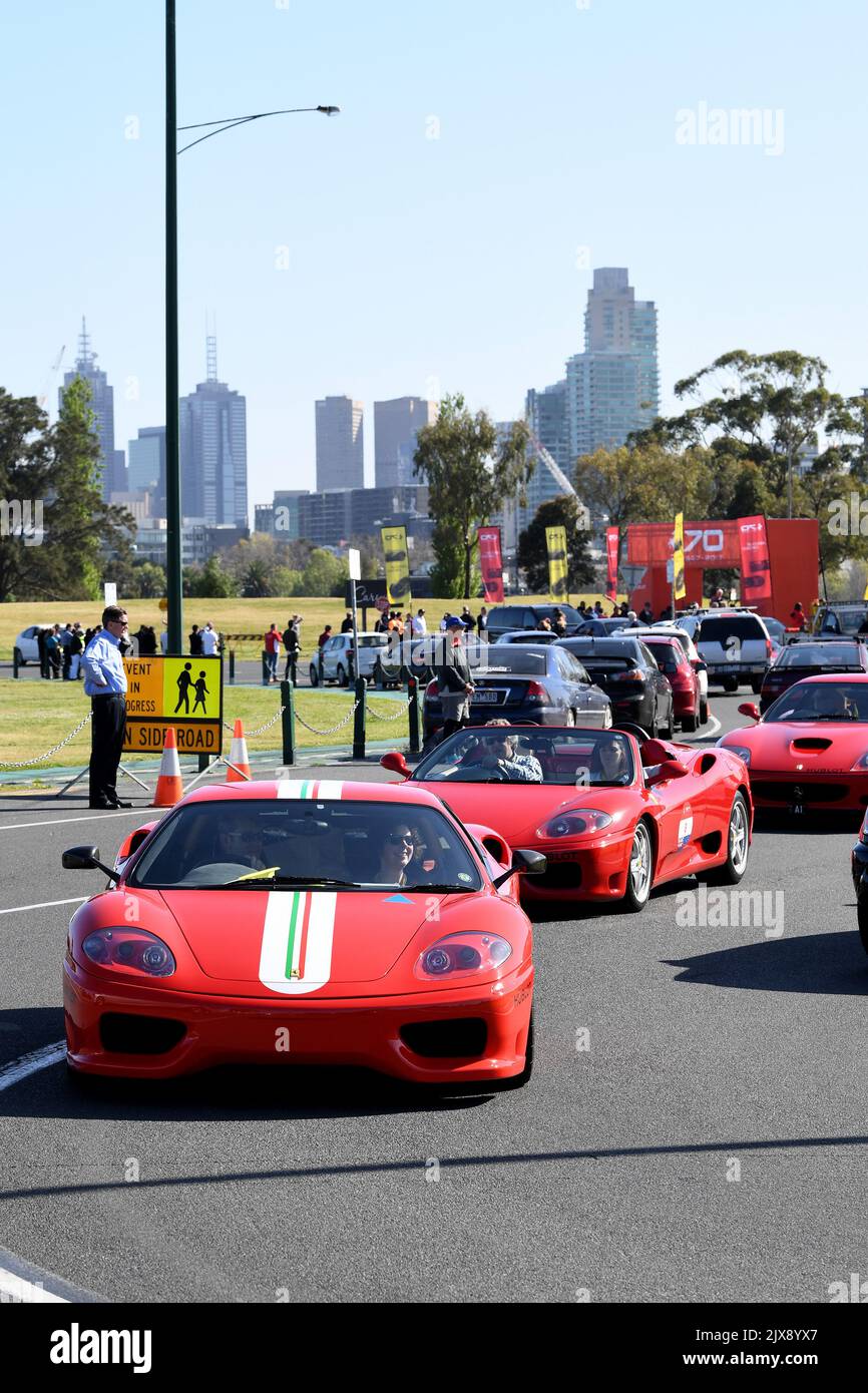 Ferraris are seen at the home of the Australian Grand Prix, Albert Park ...