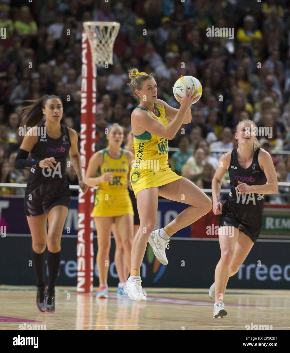 Gabi Simpson of the Diamonds in action during the netball Constellation ...