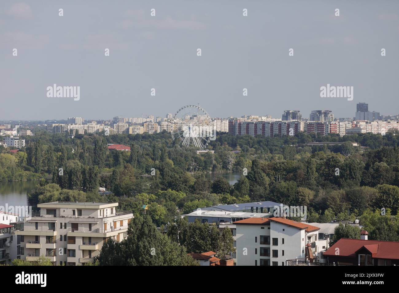 Bucharest, Romania - September 6, 2022: Overview of the northern part ...