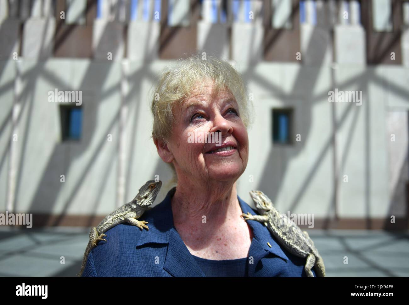 Geneticist Professor Jenny Graves with two bearded dragons at ...