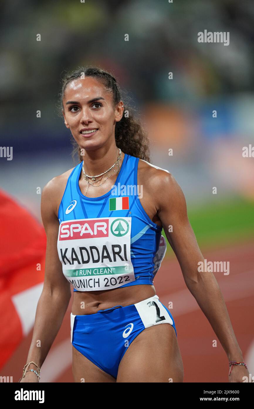 Dalia Kaddari running the 200 hurdles at the European Athletics ...