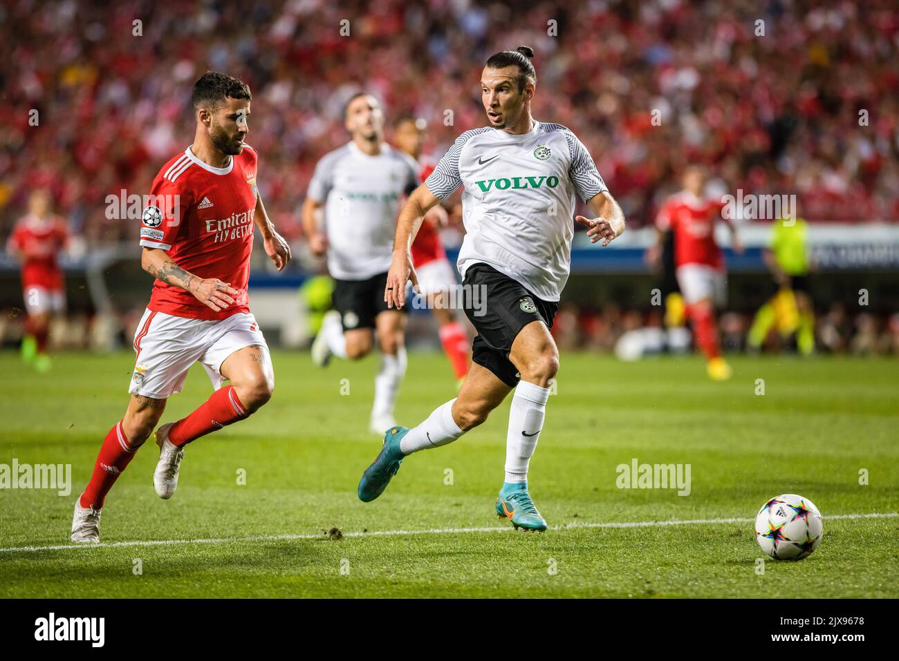 Lisbon, Portugal. 06th Sep, 2022. Rafa Silva of SL Benfica (L) and Sean ...