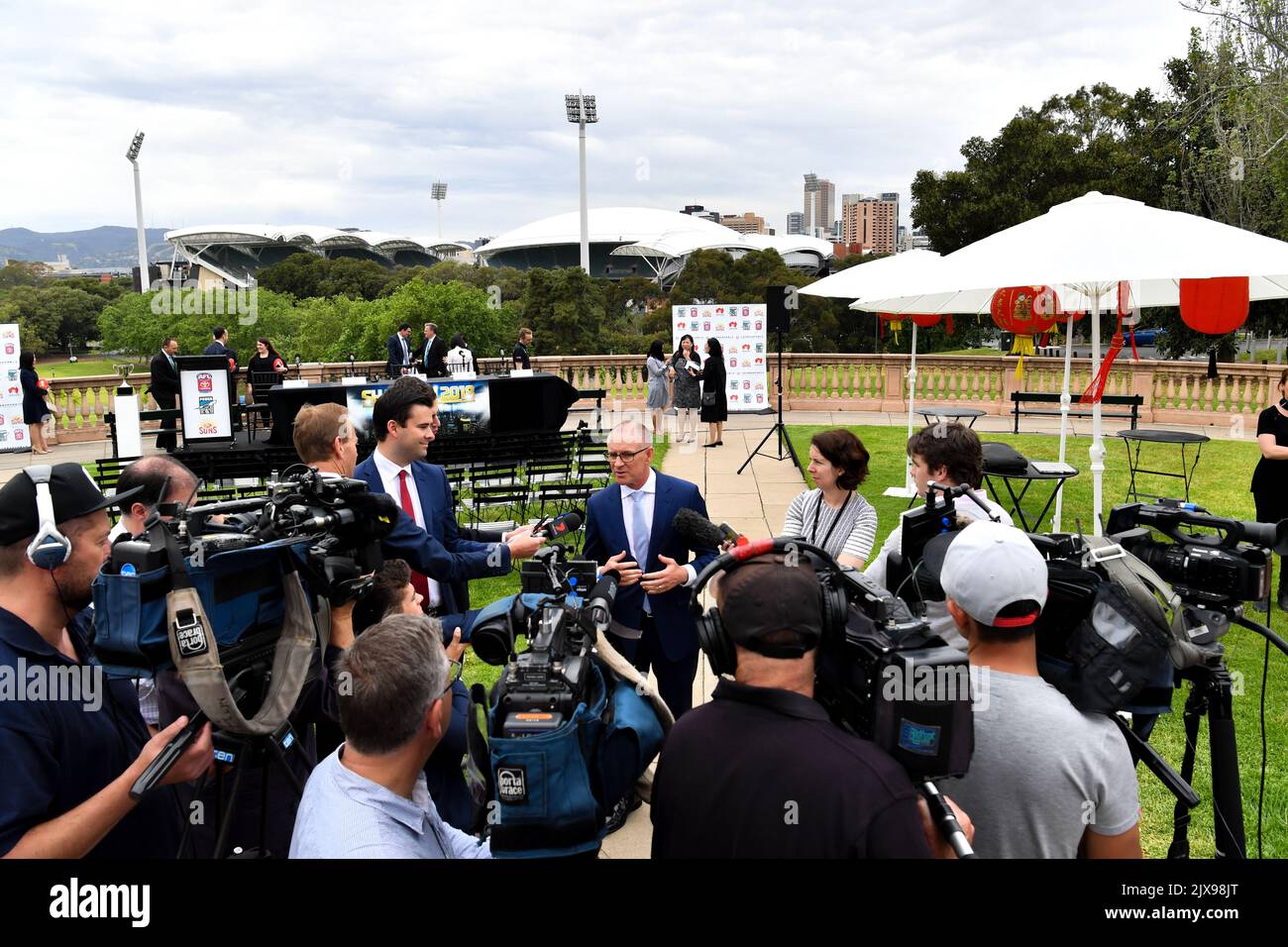 South Australian Premier Jay Weatherill is seen during a press ...