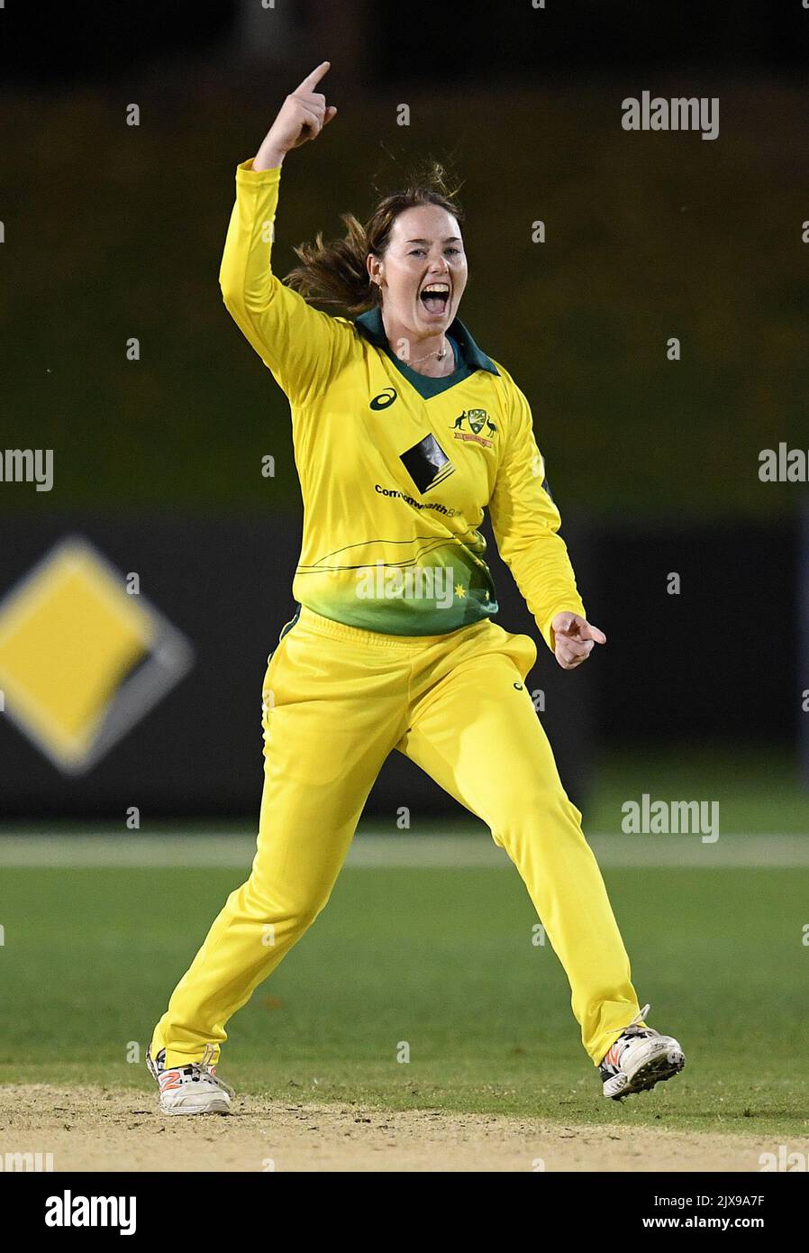Amanda-Jade Wellington of Australia reacts after dismissing England ...