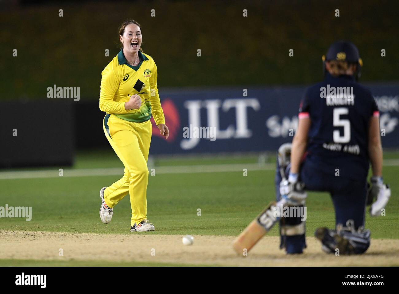 Amanda-Jade Wellington of Australia reacts after dismissing England ...