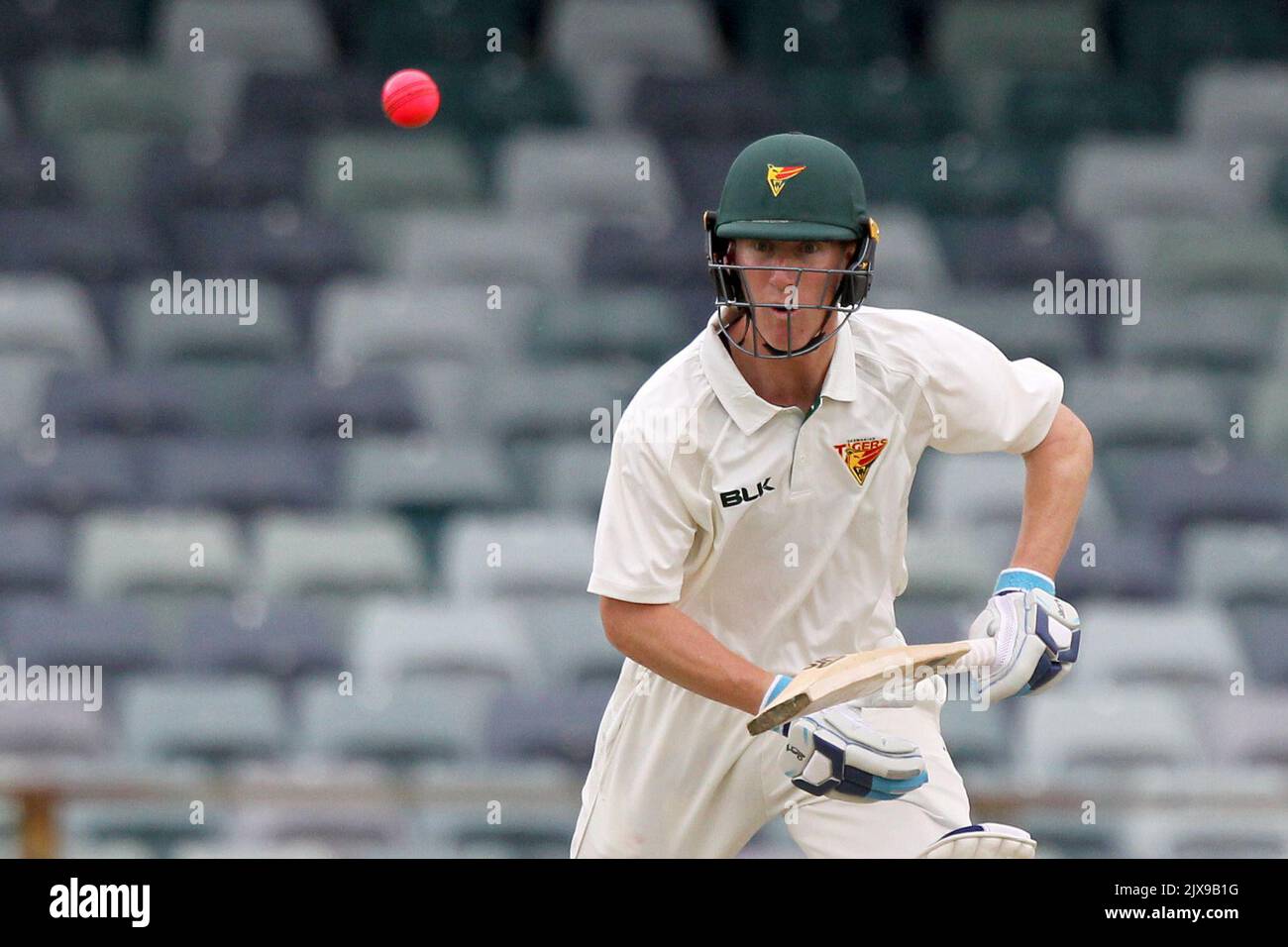 Jordan Silk of Tasmania in action during day 2 of the JLT Sheffield ...