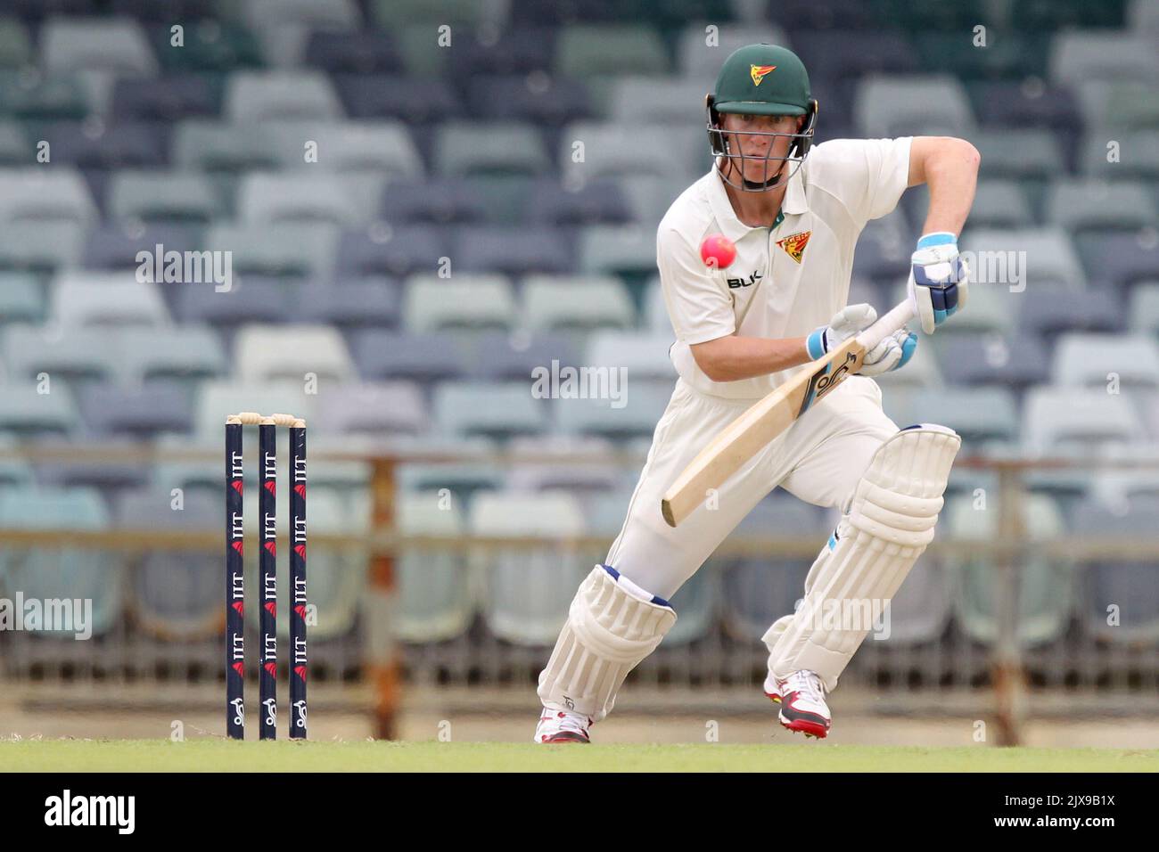 Jordan Silk of Tasmania in action during day 2 of the JLT Sheffield ...
